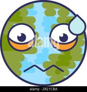 Planet sphere emoji afraid scary expression vector. Earth globe ...