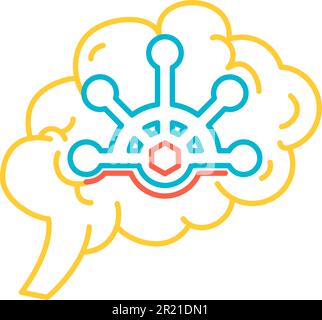 Brain function control of human body icon vector. Mind functional of ...