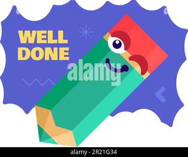 Well done teacher reward sticker, cute cartoon school award with ...