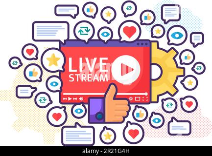 Live streaming semi flat banner vector template. Online broadcast ...