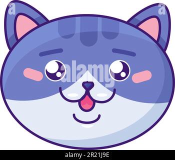 Kitty happiness positive emoji smiling vector. Cute pedigree cat animal ...