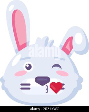 Bunny winking cute emoji funny expression vector. Domestic cute pet ...