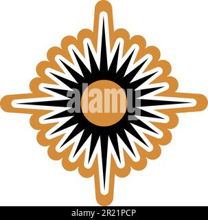 Luxury symbol sun with black center and sharp rays. Mystic symbol of ...