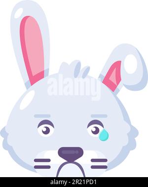 Bunny sadness expression cute facial emoji vector. Wild rabbit animal ...