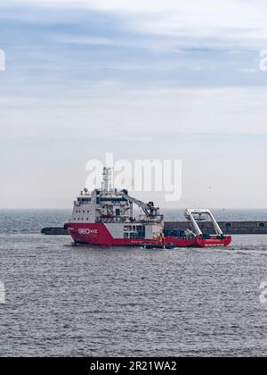 Geo Ocean 111, an offshore survey and supply vessel leaves the river ...