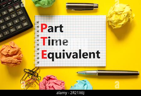 PTE Part time equivalent symbol. Concept words PTE Part time equivalent ...