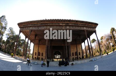 Located in Isfahan, Iran, the Chehel Sotun Palace was built by the ...
