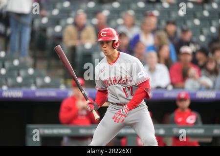 Cincinnati Reds left fielder Stuart Fairchild (17) in the second inning ...