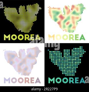 Moorea map. Map of Moorea in dotted style. Borders of the island filled ...