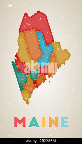 Maine state map. US state map. Maine silhouette symbol. Vector ...