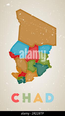 Chad country black outline and colored country silhouettes in three ...