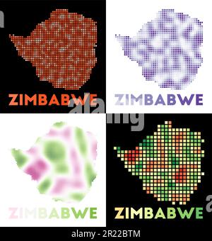Zimbabwe map. Map of Zimbabwe in dotted style. Borders of the country ...