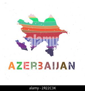 Azerbaijan map. Map of the country with beautiful geometric waves in ...