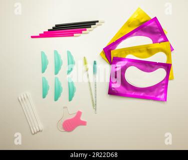 Set for lamination of eyelashes. Eyelash perm procedure Stock Photo - Alamy