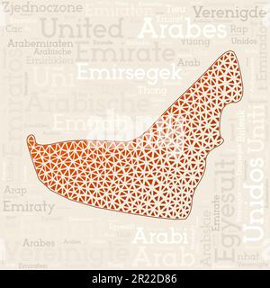 UAE map design. Shape of the country with beautiful geometric waves and ...
