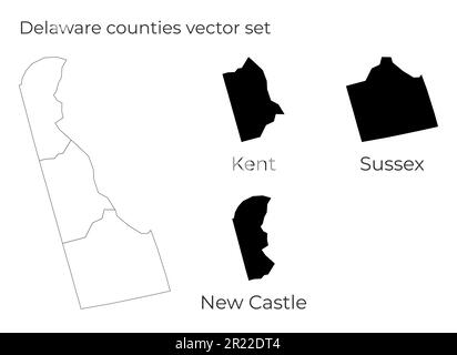 Delaware map. Blank vector map of the US State with counties. Borders ...