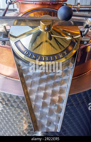 Engraved Brass Metal Sign Distillery at Production Equipment Stock ...