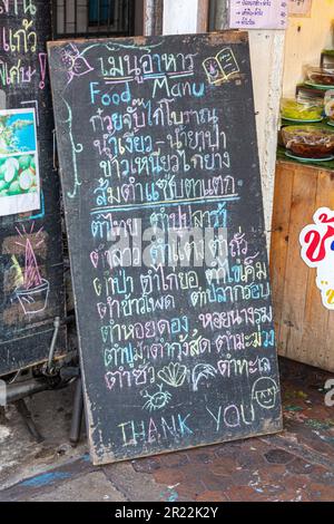 Menu sign written in Thai language Stock Photo - Alamy