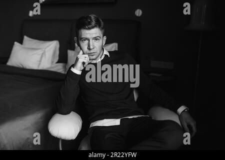 handsome men bw portrait studio Stock Photo - Alamy