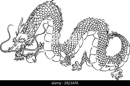 Ink drawing of a dragon for New Year's cards for the year of the dragon ...