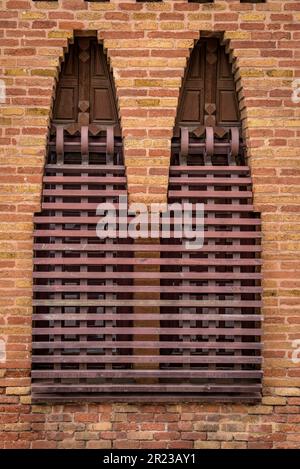 Detail of a window of the Güell pavilions, a work by Gaudí, with the ...
