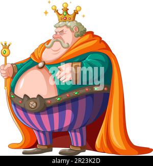 Grumpy fairy tale king isolated cartoon character illustration Stock ...