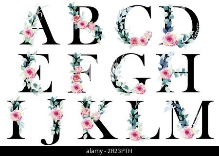 Watercolor floral alphabet Stock Photo - Alamy