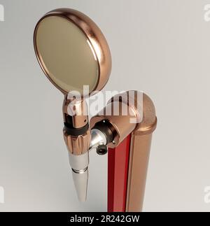 A concept steampunk themed copper draught beer tap on an isolated ...