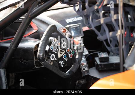 Detail of a Vortex racing car, interior view of the cockpit and ...