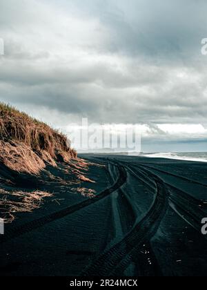A scenic shot of trails on the sand by the sea Stock Photo - Alamy
