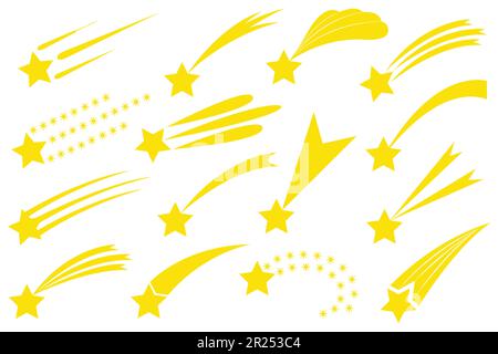 Illustration of different shooting stars isolated on white Stock Photo ...