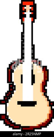 classic acoustic guitar game pixel art vector illustration Stock Vector ...