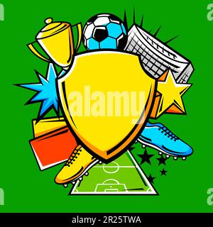 Background with soccer symbols. Football club illustration Stock Vector ...
