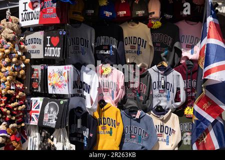 London merchandise being sold at a souvenir kiosk at Piccadilly Circus ...