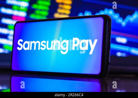 In this photo illustration, Samsung Pay logo of a mobile payment and ...
