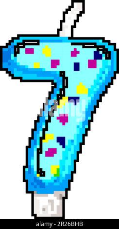 Vector Pixel Art number seven. Colorful number 7 Consist of Modules ...
