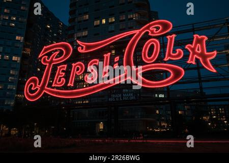 The Pepsi-Cola sign at night, in Long Island City, Queens, New York ...