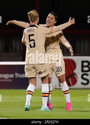 Chelsea’s Sophie Ingle celebrates scoring her sides third goal during ...