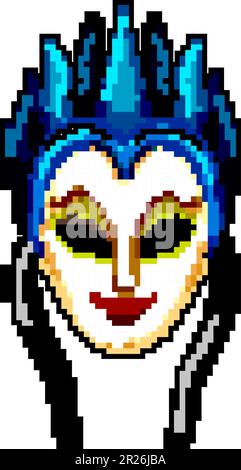 festive carnival mask game pixel art vector illustration Stock Vector ...