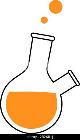 Two neck round bottom flask one line continuous drawing. Laboratory ...