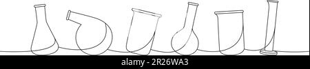 Filter funnel one line continuous drawing. Laboratory glass equipment ...