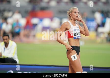Ivona Dadic participating in the heptathlon 100m hurdles at the 2019 ...