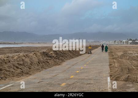 Large sand berms were built along Playa Del Rey to protect the beach ...
