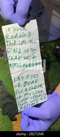 This undated photo provided by the Farmington Police Department in New ...