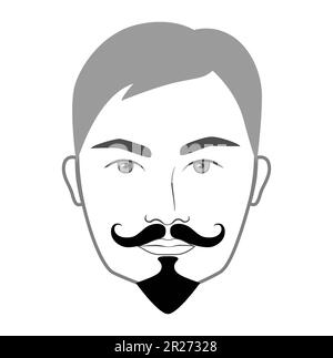 Set of Van Dyke Beard and mustache with name text style men face illustration Facial hair ...