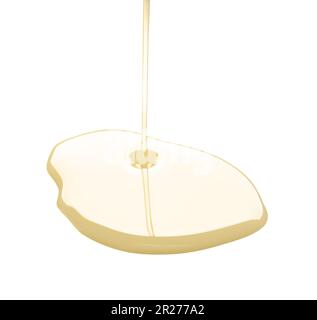 Vegetable oil pouring to puddle on white background Stock Photo - Alamy