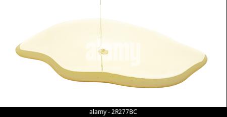 Vegetable oil pouring to puddle on white background Stock Photo - Alamy