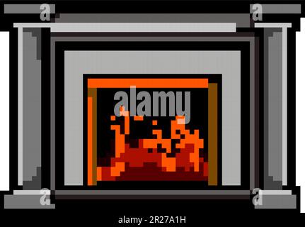 furniture fireplace game pixel art vector illustration Stock Vector ...