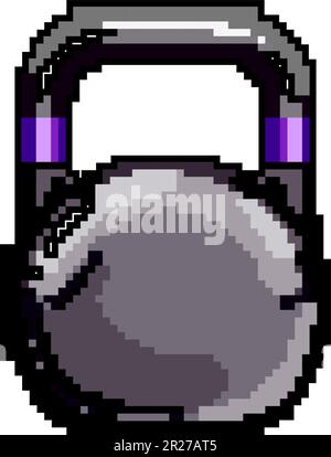 strength fitness kettlebell game pixel art vector illustration Stock ...