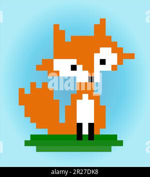 8-bit pixel of fox. Animal in Vector illustration for cross stitch and ...